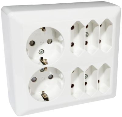 Stikkontakt 2+6st eur vegg m j elko rs multimedia - stikk...